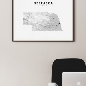 Nebraska Map Print, State Road Map Print, NE USA United States Map Art ...