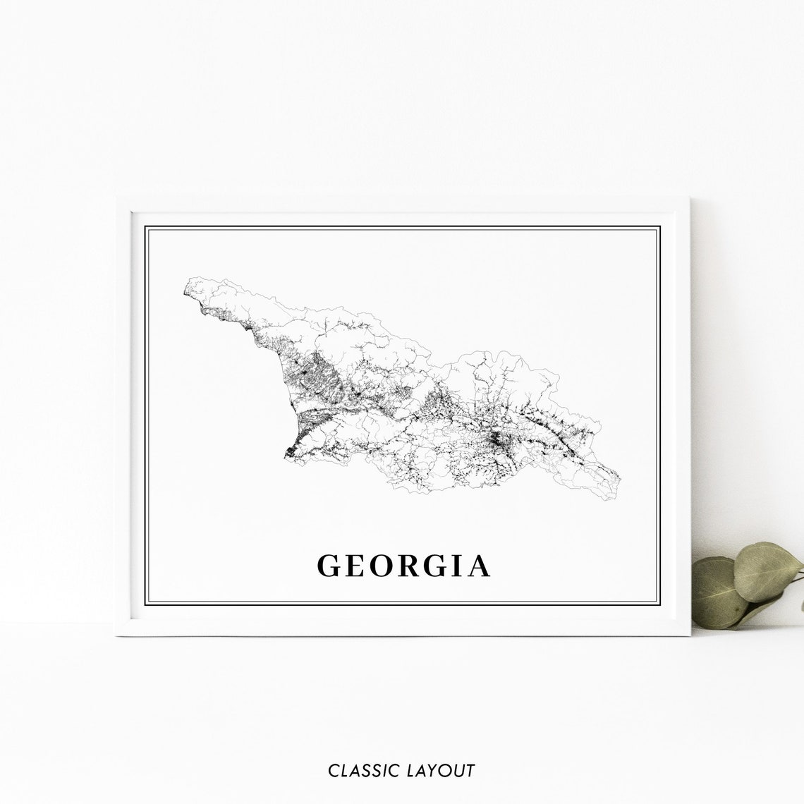 Georgia Map Print, Country Road Map Poster, საქართველო Sakartvelo ...