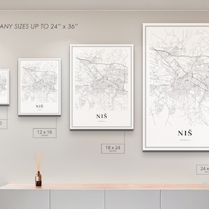 Nis Serbia Map Print, Niš Map Art Poster, Ниш Србија, City Street Road ...