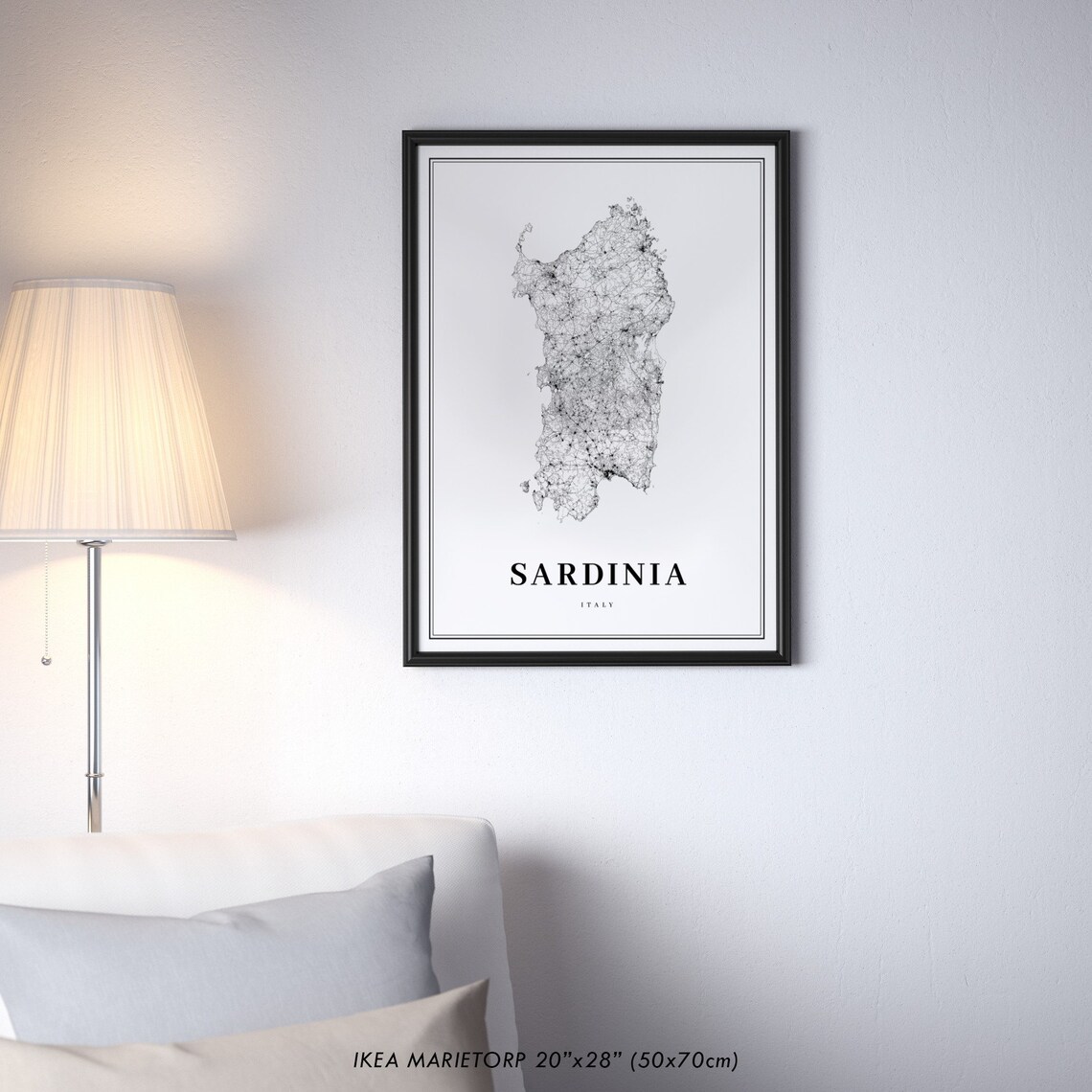 Sardinia Italy Map Print, Road Map Art Poster, Sardegna Sardaigne ...