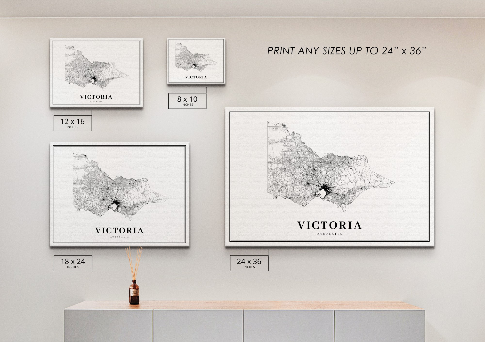 Victoria Australia Map Print Road Map Art Poster Melbourne | Etsy
