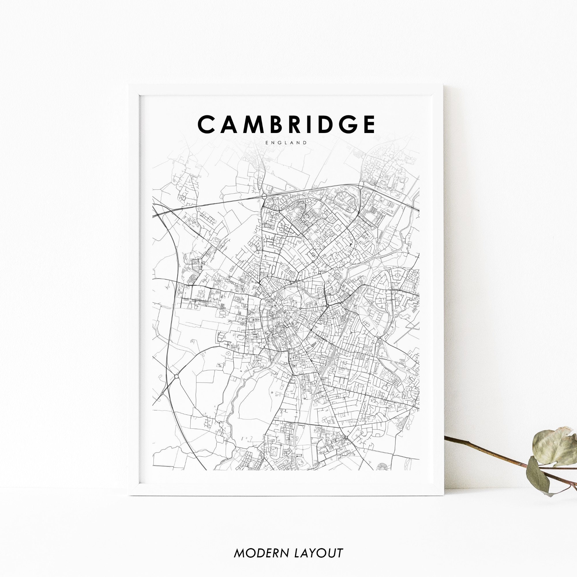 Cambridge England Map Print United Kingdom UK Map Art Poster - Etsy UK