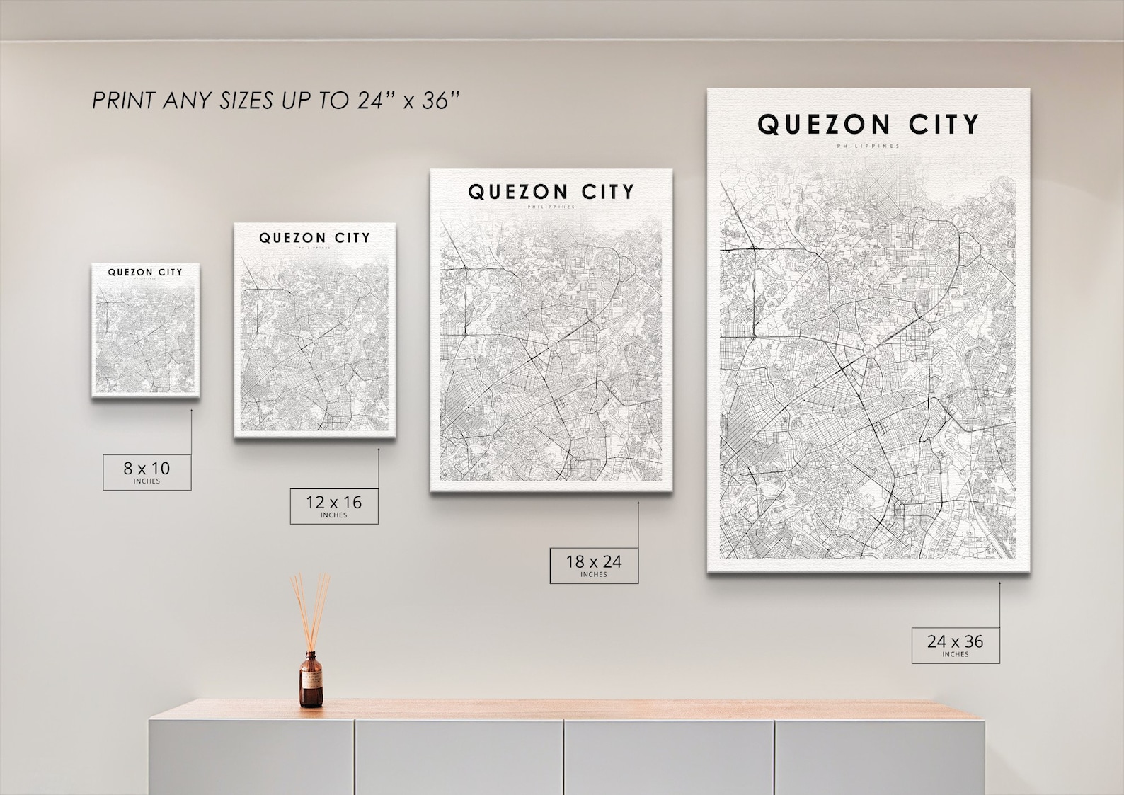 Quezon City Philippines Map Print Map Art Poster Lungsod | Etsy