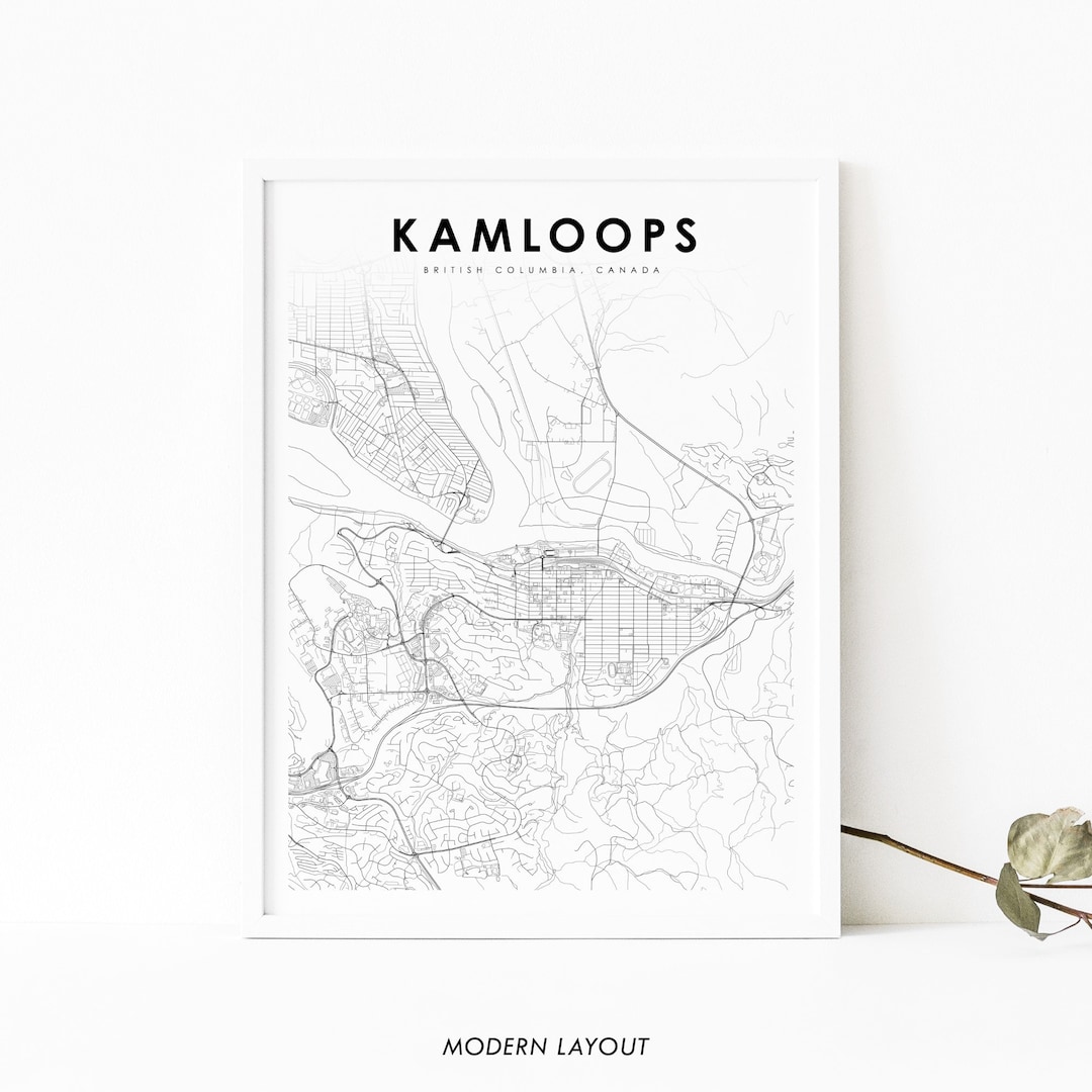 Kamloops BC Map Print, British Columbia Canada Map Art Poster, City ...