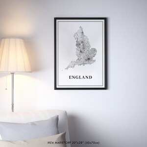 England Map Print, Road Map Art Poster, UK United Kingdom Britain ...