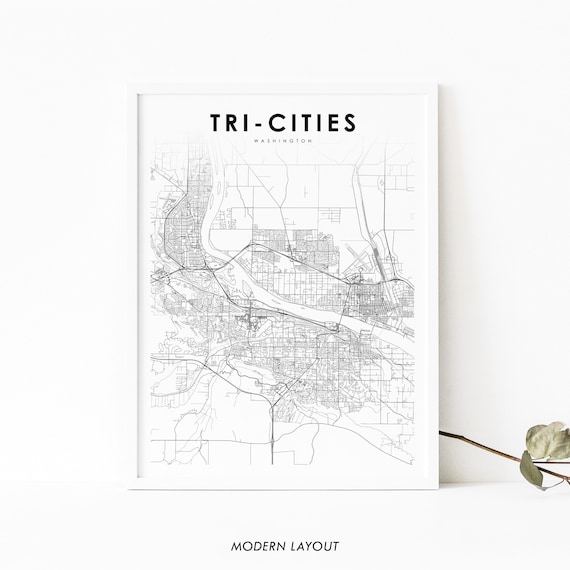 The Tri-Cities WA Map Print Washington USA Map Art Poster | Etsy