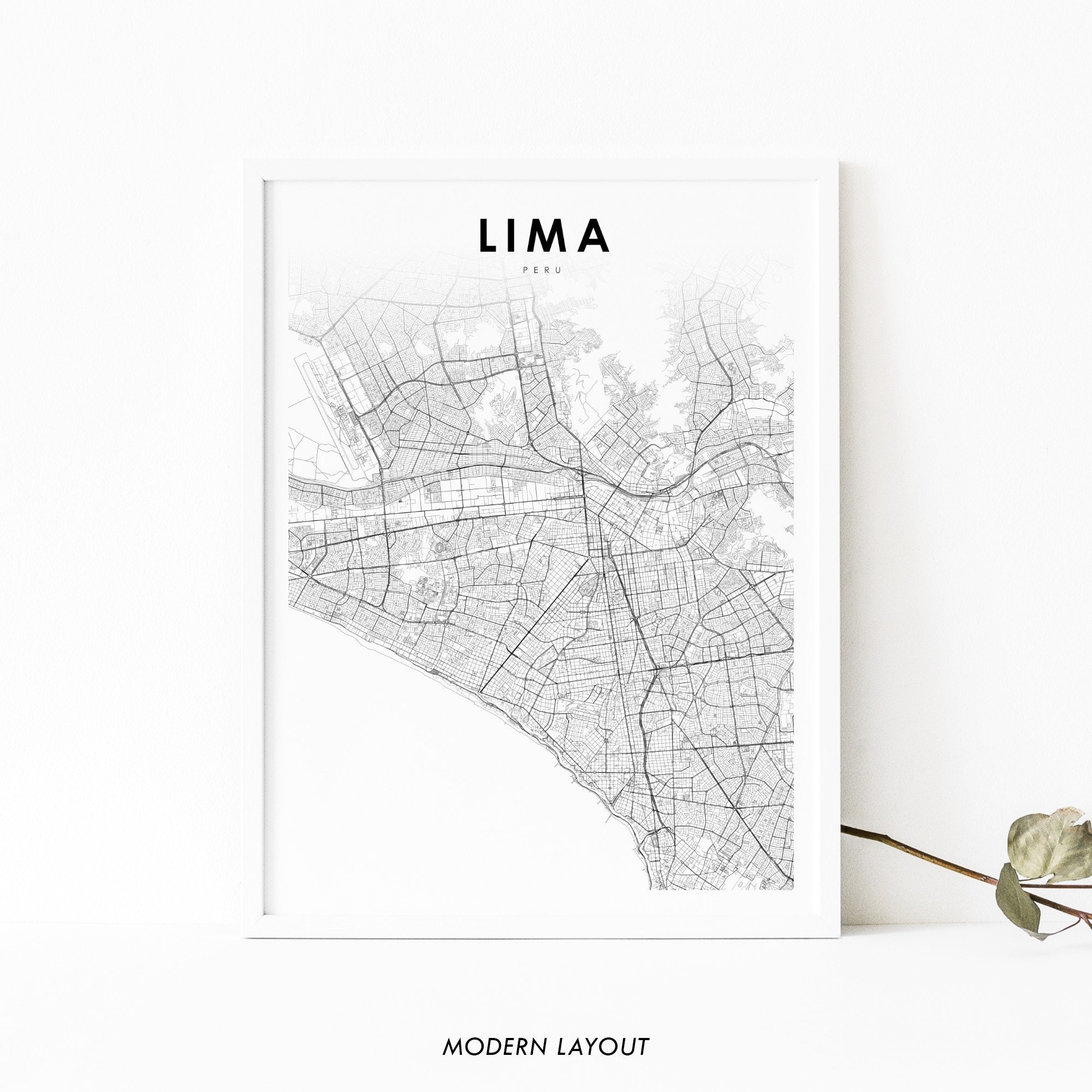 Downtown Lima Peru Map Print Map Art Poster Perú City Street - Etsy