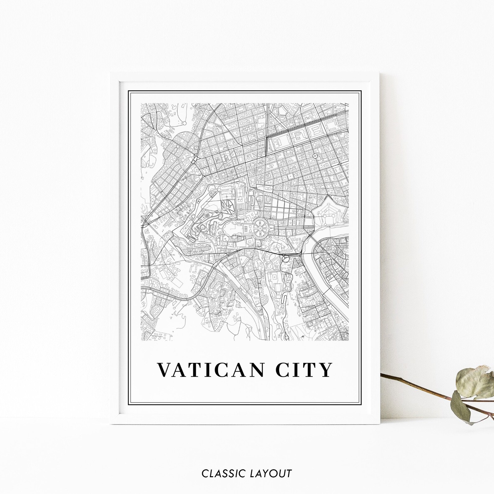 Vatican City Map Print, Italy Map Art Poster, Italia, City Street Road ...