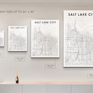 Salt Lake City UT Map Print, Utah USA Map Art Poster, SLC, City Street ...