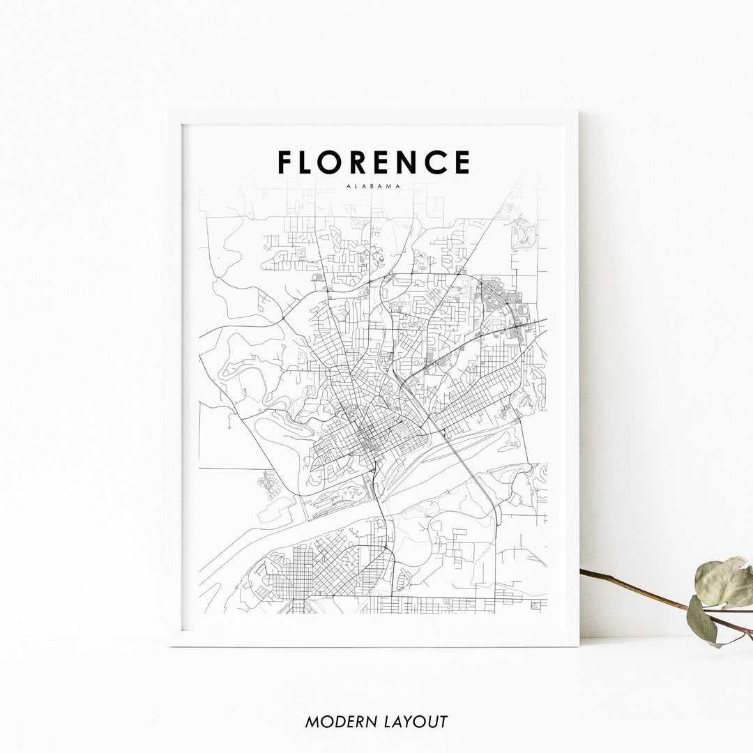Florence AL Map Print Alabama USA Map Art Poster Lauderdale - Etsy