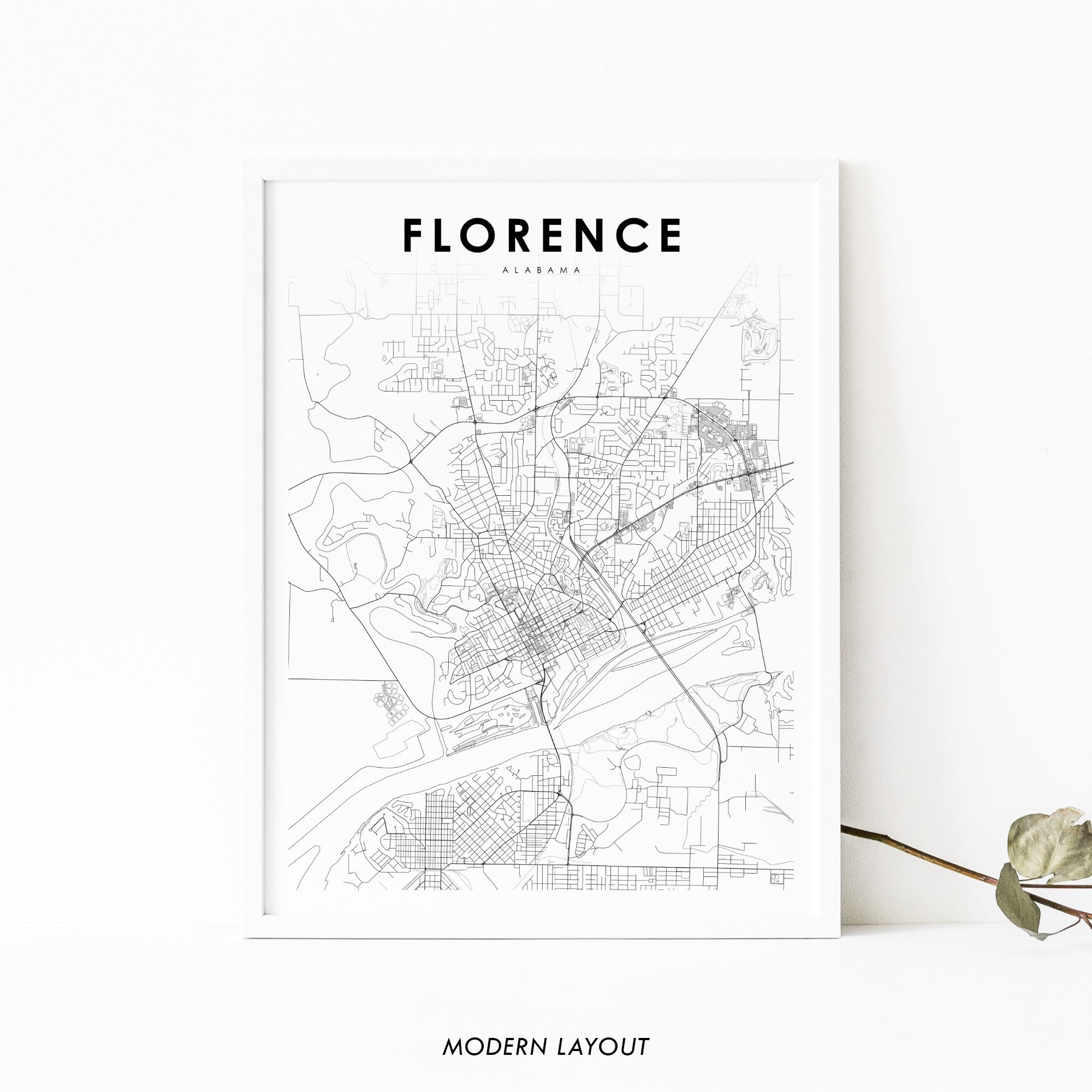 Florence AL Map Print Alabama USA Map Art Poster Lauderdale | Etsy