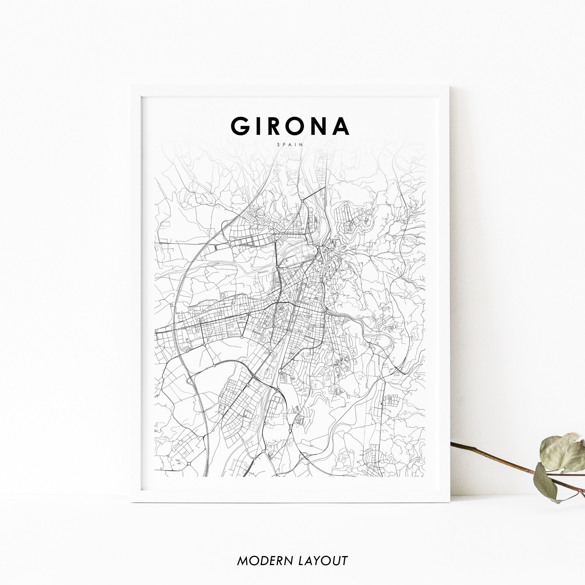 Girona Spain Map Print Map Art Poster Gerona España | Etsy