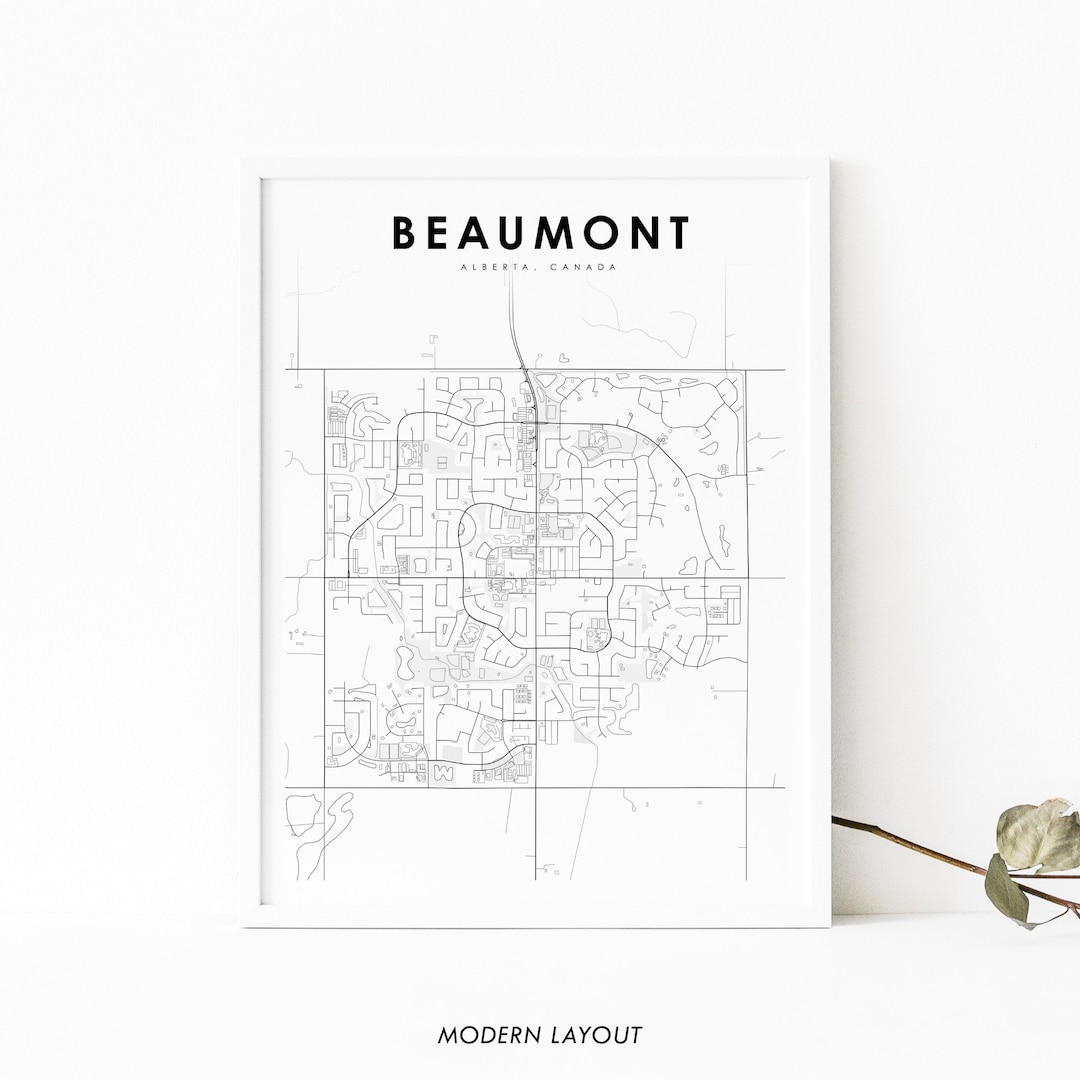 Beaumont Alberta Map Print, AB Canada Map Art Poster, Edmonton, City ...