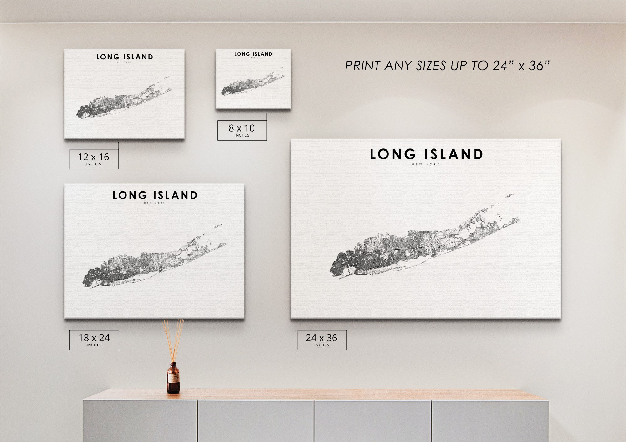 Long Island NY Map Print New York Road Map Print Queens USA - Etsy