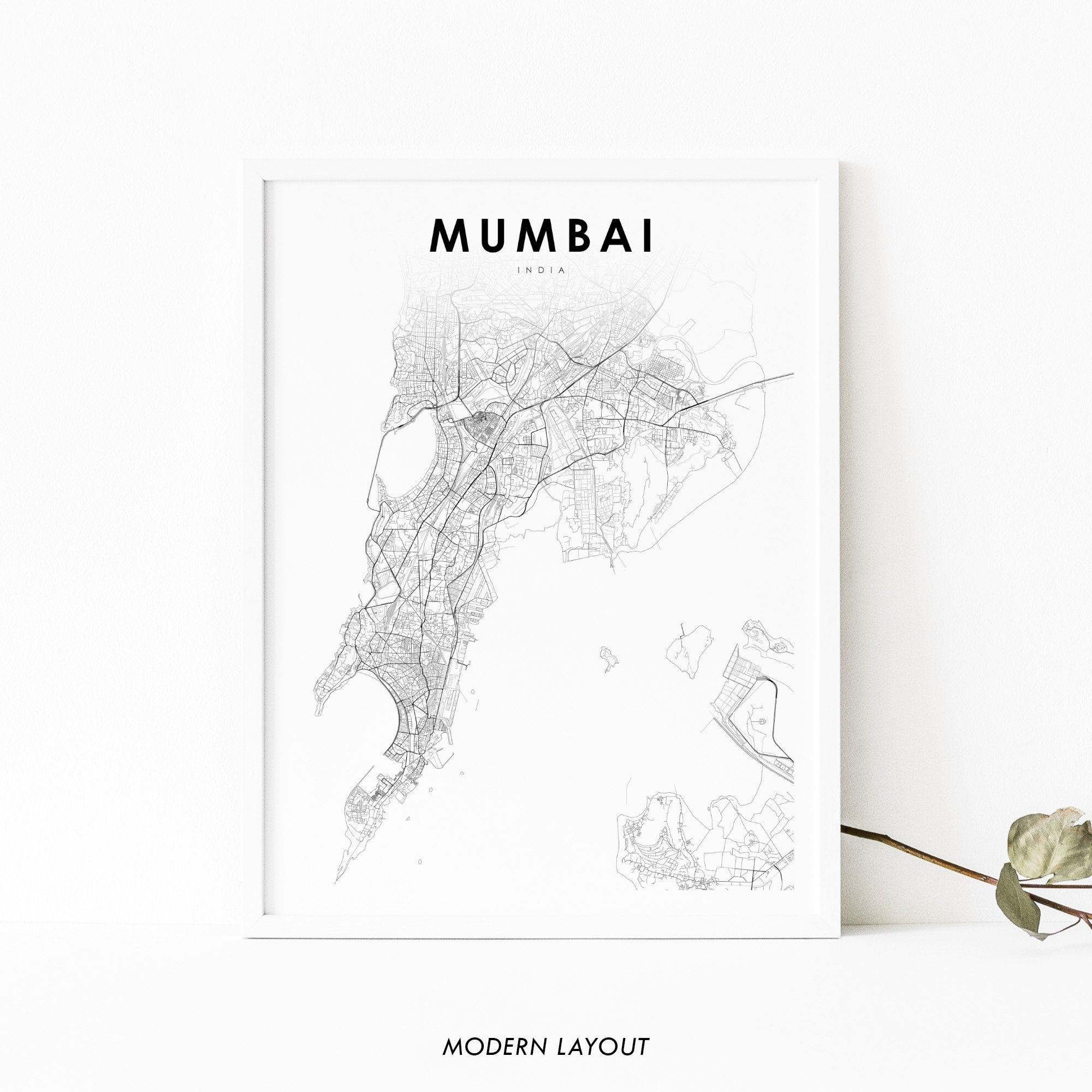 Mumbai India Map Print, Map Art Poster, Bombay Maharashtra, City Street ...