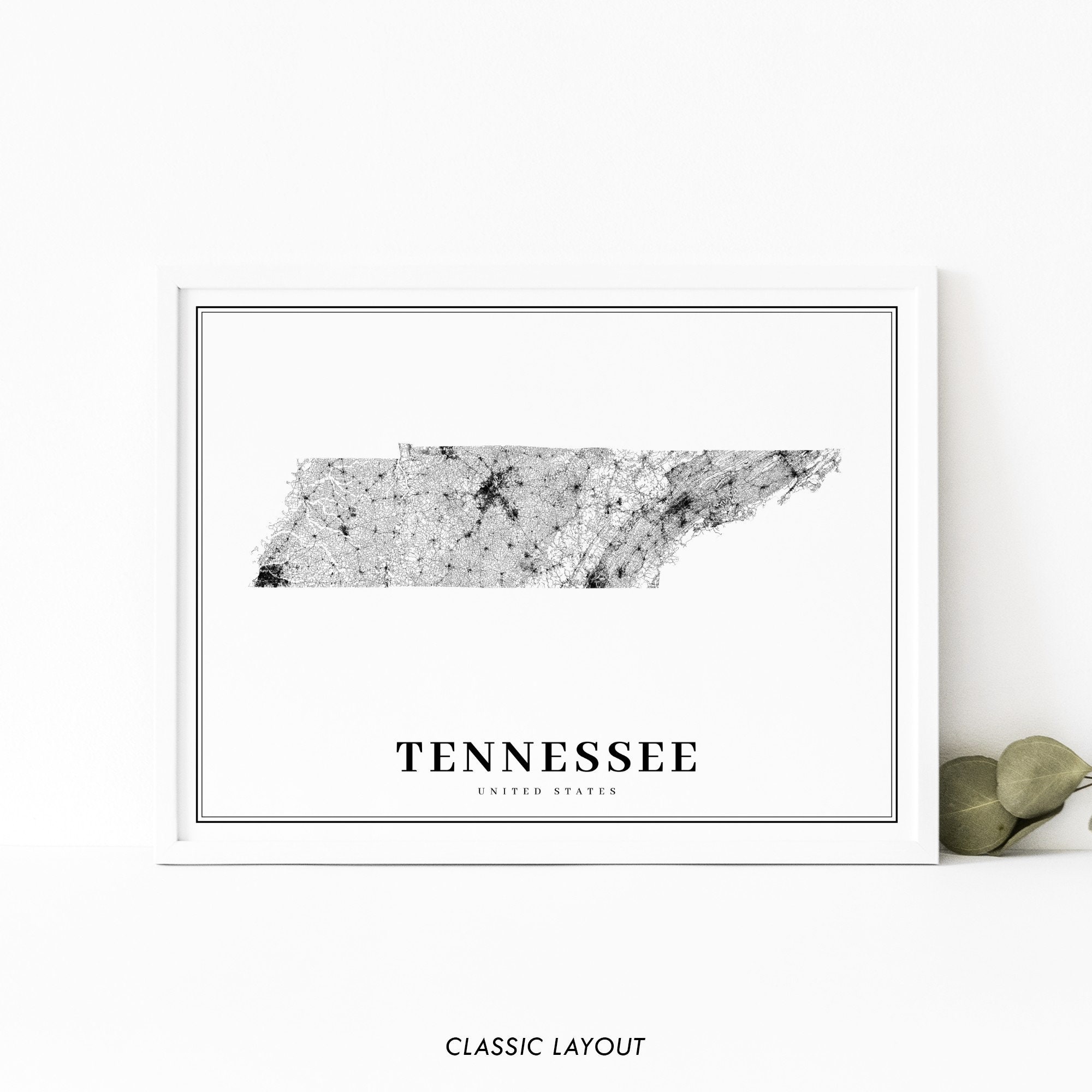 Tennessee Map Print, State Road Map Print, TN USA United States Map Art ...