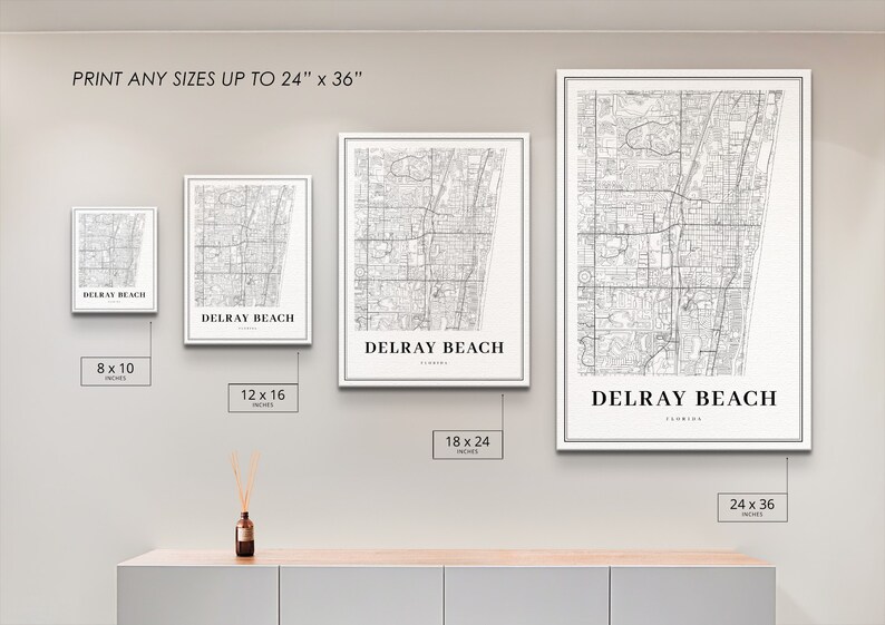 Delray Beach FL Map Print Florida USA Map Art Poster Palm | Etsy