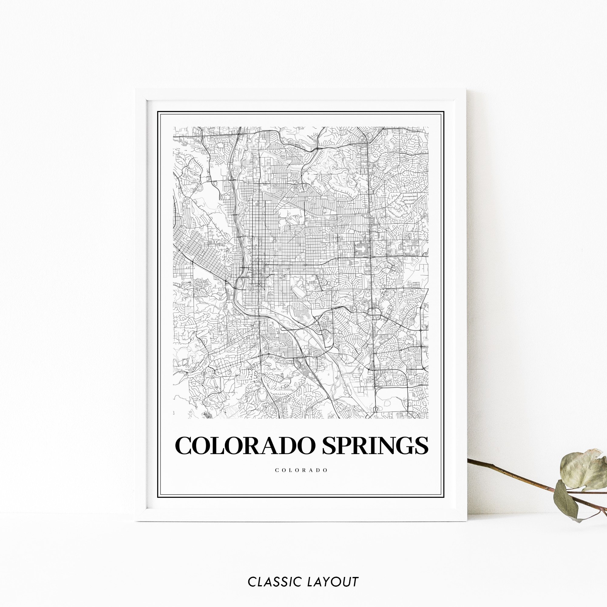 Colorado Springs CO Map Print Colorado USA Map Art Poster | Etsy