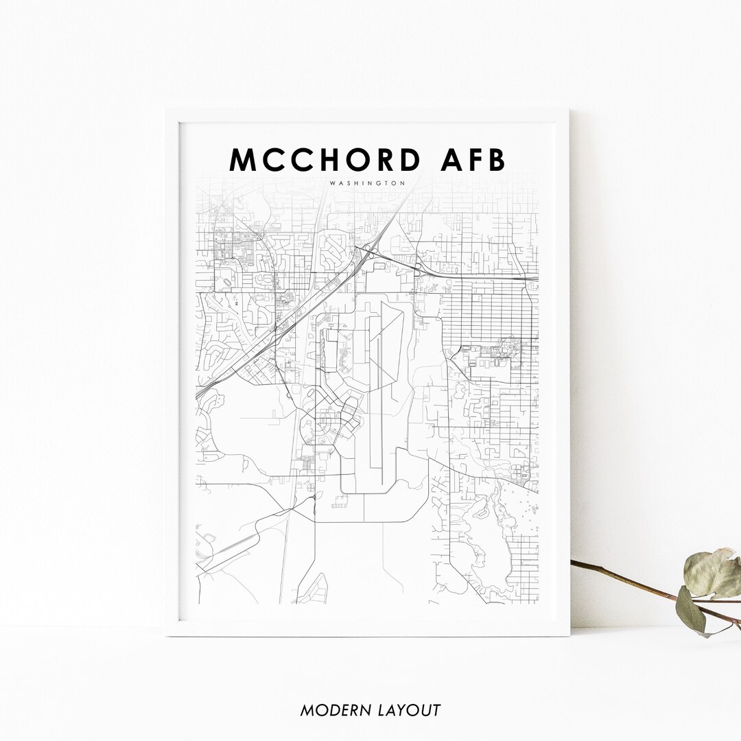 Mcchord AFB WA Map Print, Air Force Base Washington US Army Base Poster ...