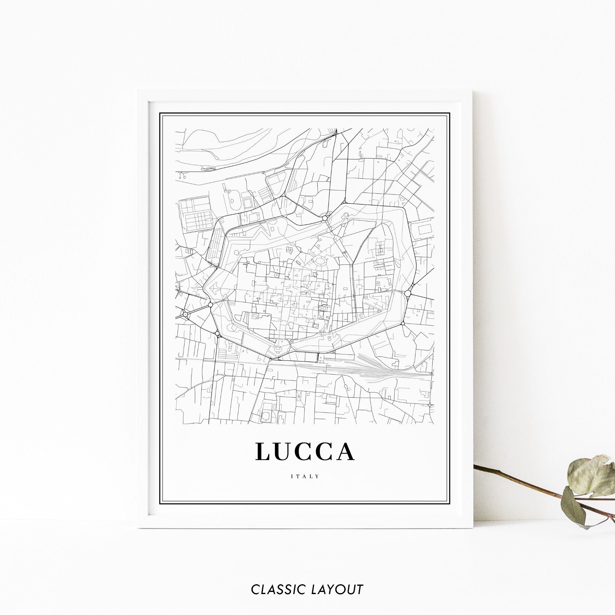 Lucca Wall Italy Map Print Map Art Poster Lucca Tuscany | Etsy