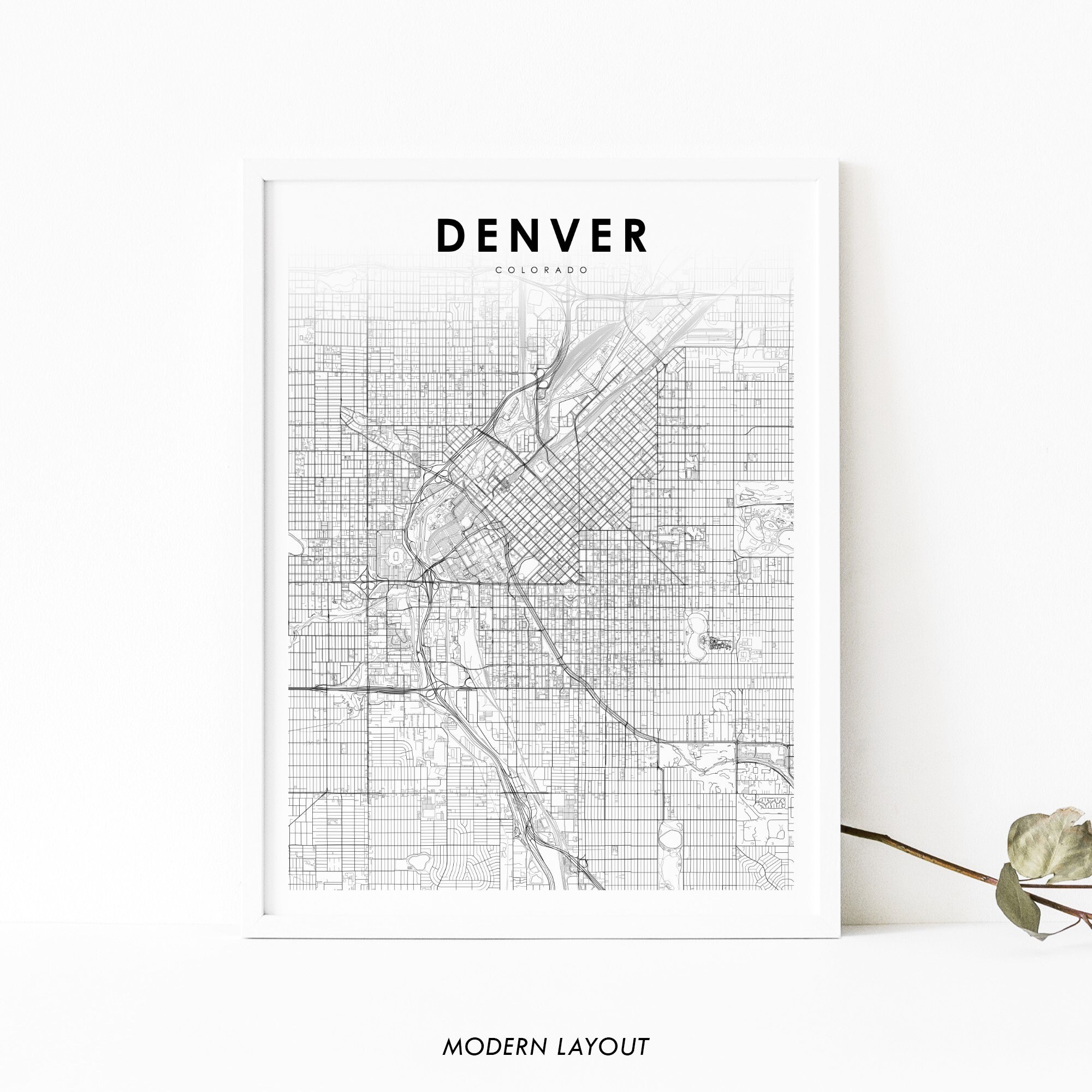 Downtown Denver CO Map Print Colorado USA Map Art Poster | Etsy