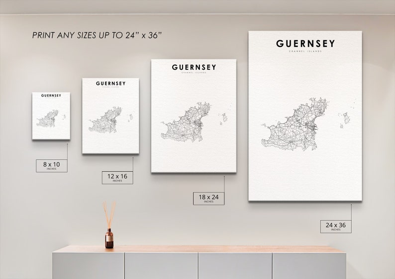 Guernsey Map Print, Channel Islands UK Map Art Poster, Bailliage De ...