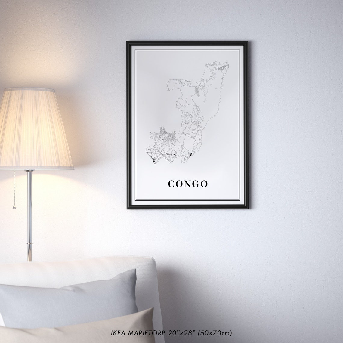 Republic of the Congo Map Print Road Map Art Poster | Etsy