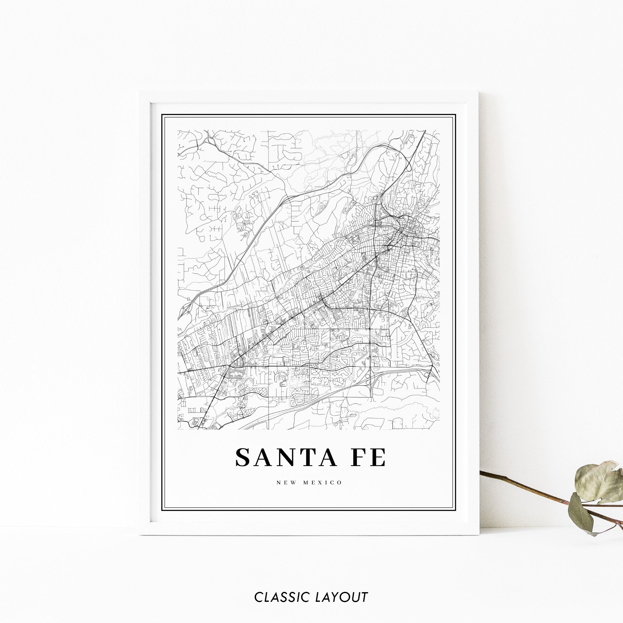 Santa Fe NM Map Print New Mexico USA Map Art Poster City - Etsy