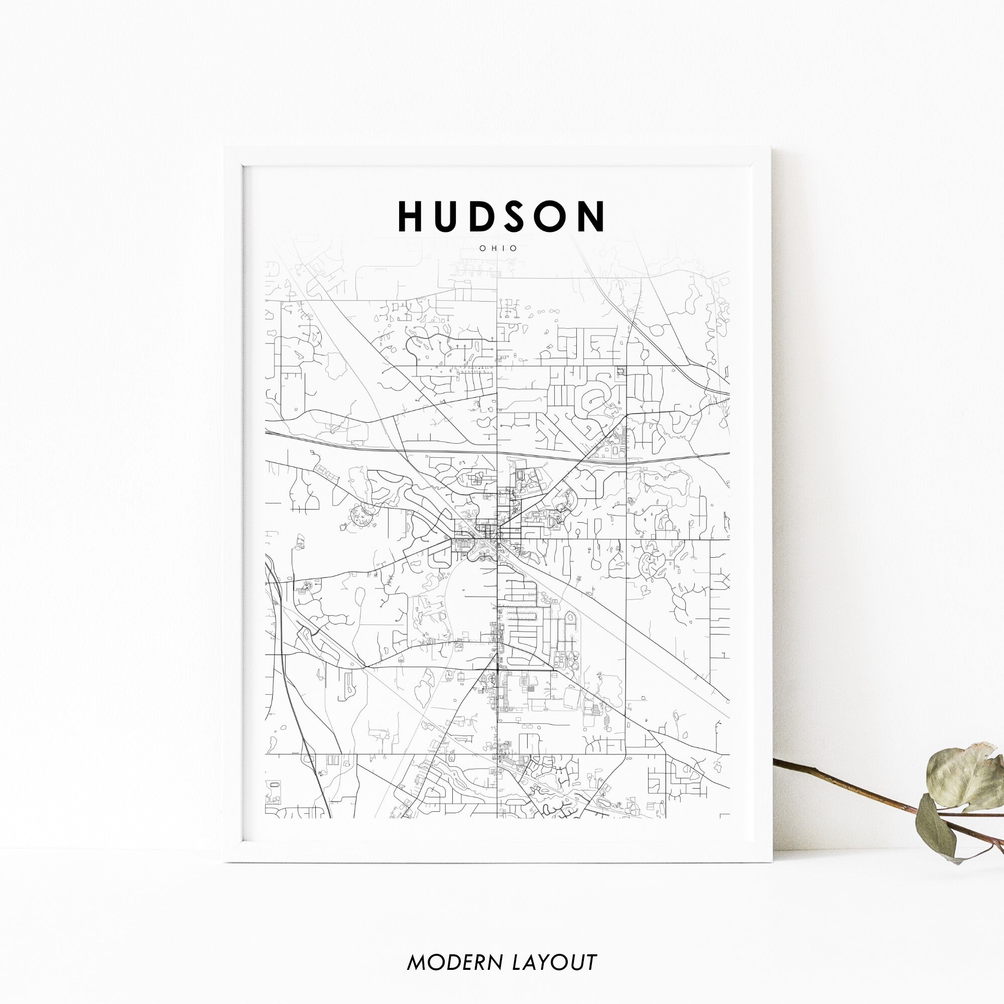 Hudson OH Map Print Ohio USA Map Art Poster Summit County | Etsy