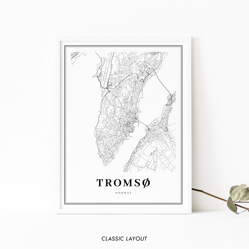 Tromso Norway Map Print Map Art Poster Tromsø Romsa Tromssa - Etsy
