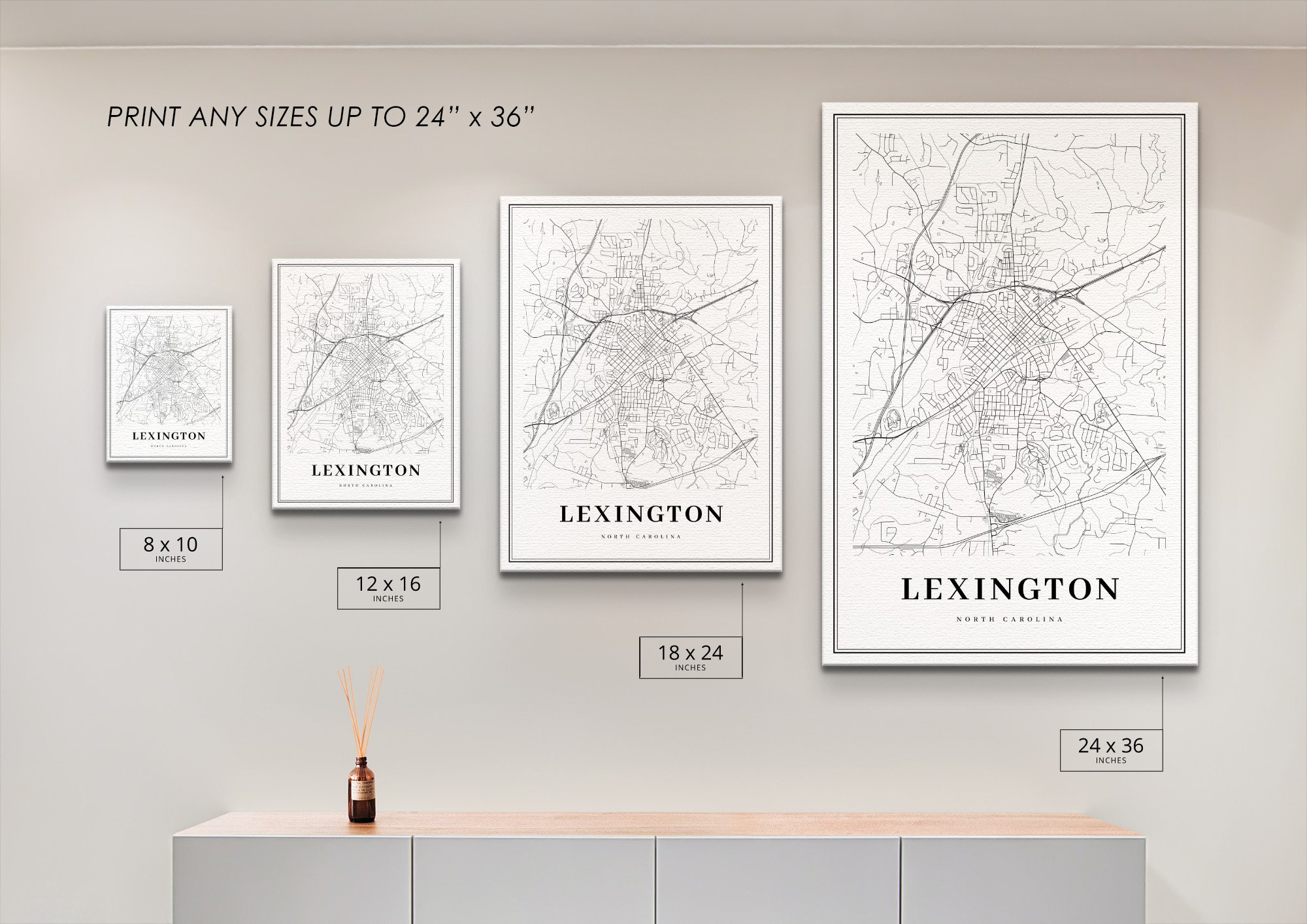 Lexington NC Map Print North Carolina USA Map Art Poster | Etsy