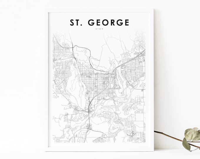 St George Map Poster, St George Map Print, St George Travel Wall Art ...