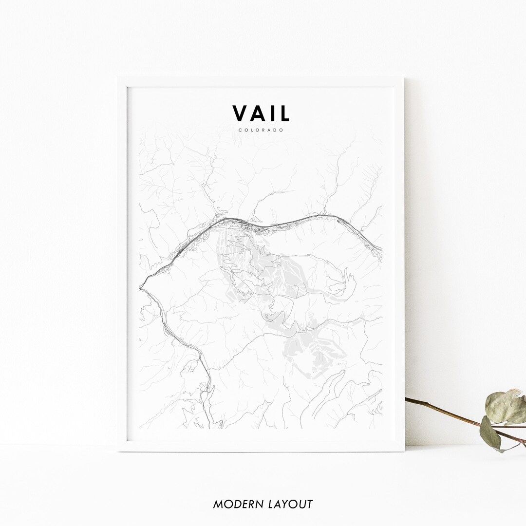 Vail CO Map Print, Colorado USA Map Art Poster, Eagle County, City ...