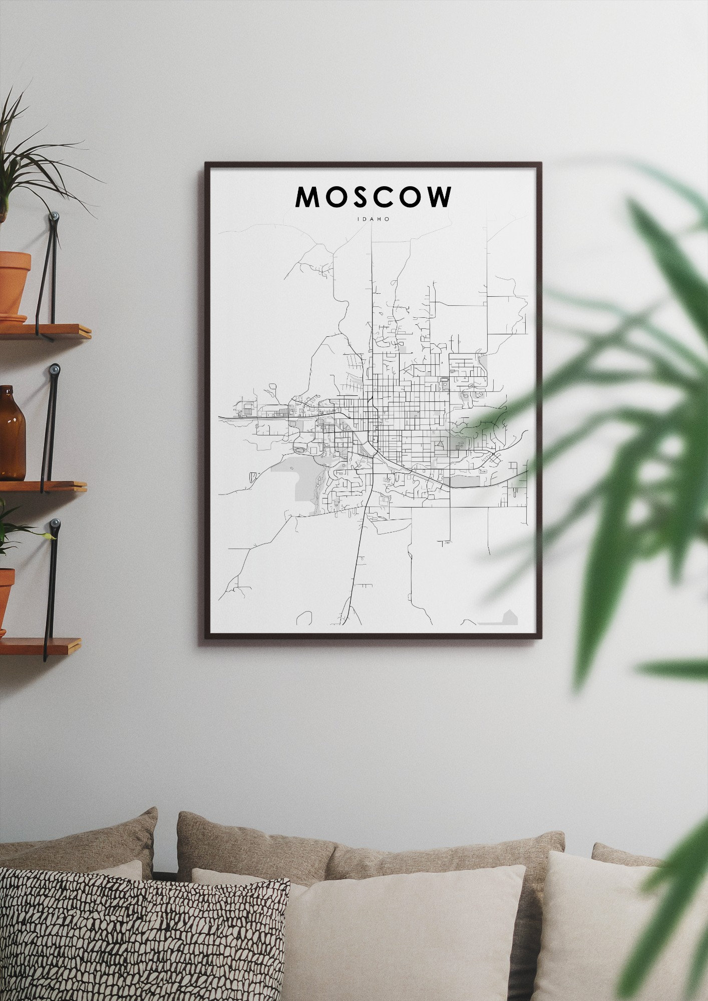 Moscow ID Map Print, Idaho USA Map Art Poster, Latah County, City ...