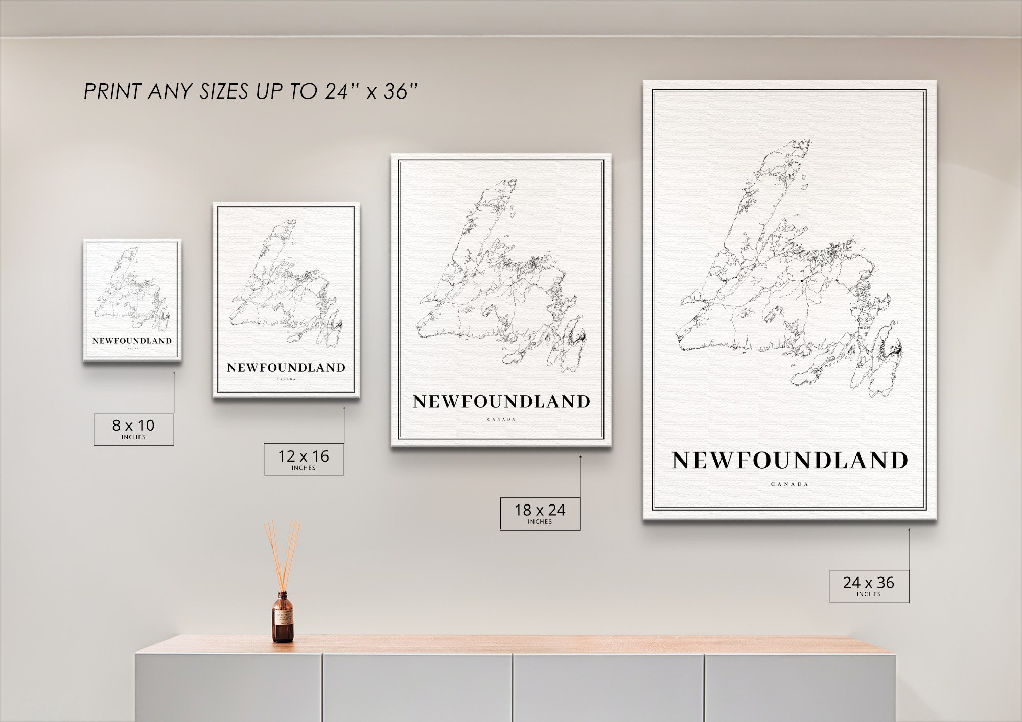 Newfoundland Canada Map Print, Road Map Print, St. John's St Johns NL ...