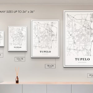 Tupelo MS Map Print, Mississippi USA Map Art Poster, Lee County, City ...