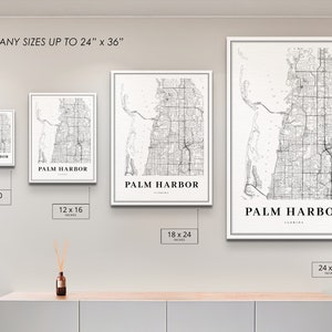 Palm Harbor FL Map Print, Florida USA Map Art Poster, City Street Road ...