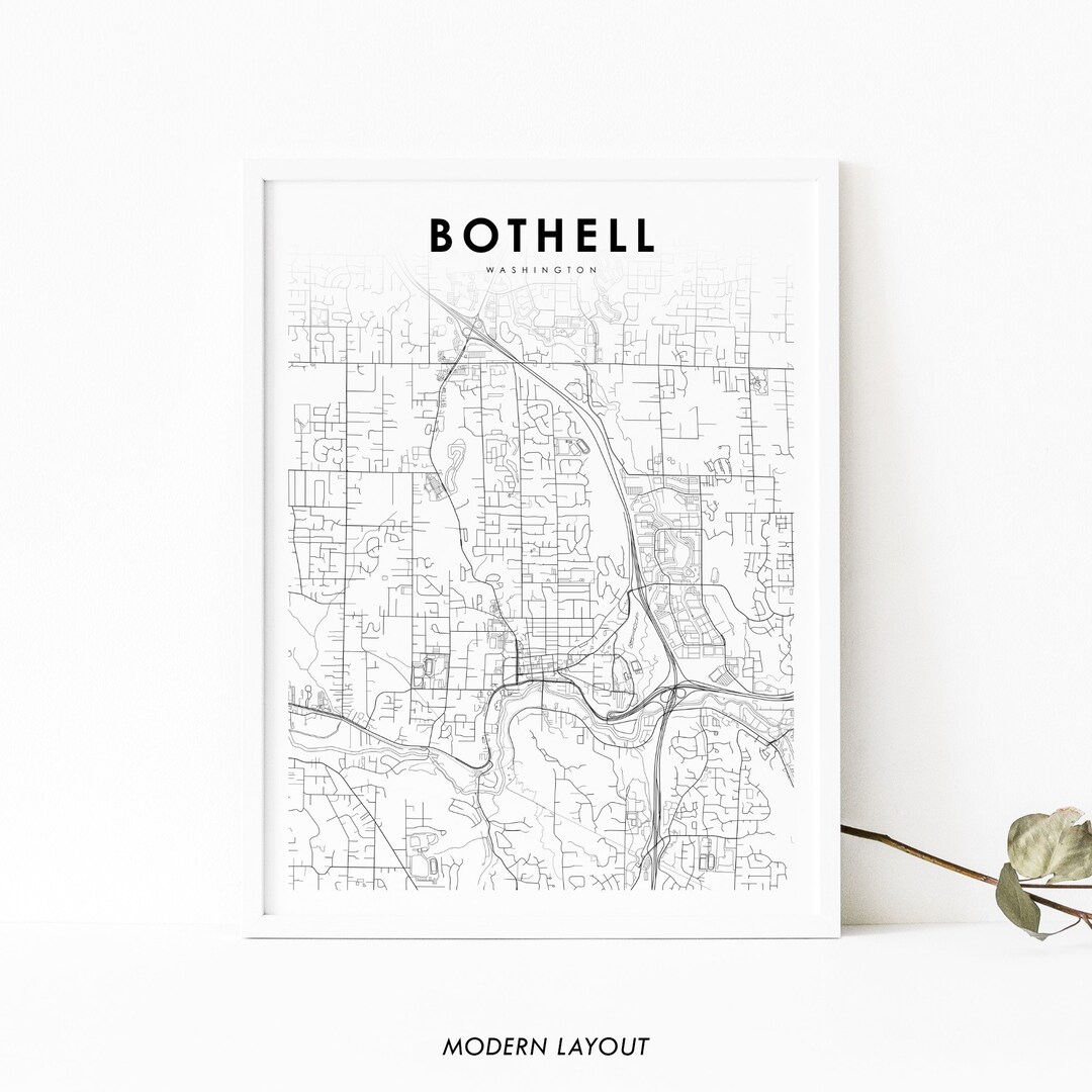 Bothel WA Map Print, Washington USA Map Art Poster, King, Snohomish ...