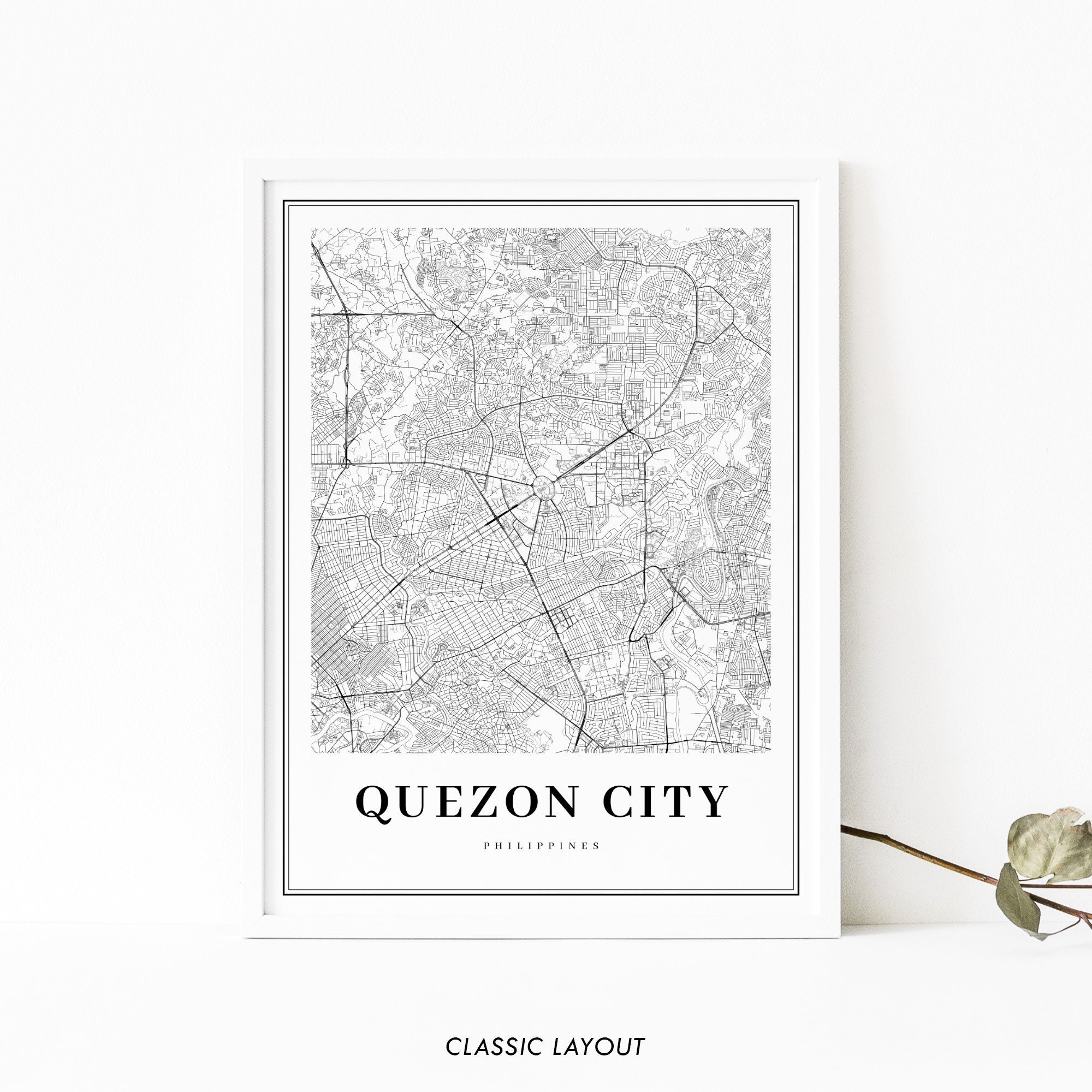 Quezon City Philippines Map Print Map Art Poster Lungsod | Etsy