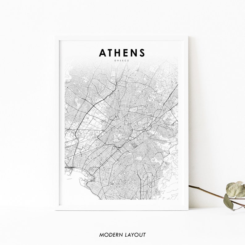 Athens Greece Map Print Map Art Poster Αθήνα Ελλάδα City | Etsy