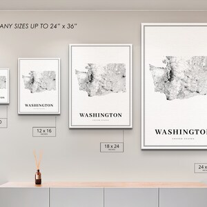 Washington Map Print, State Road Map Print, WA USA United States Map ...