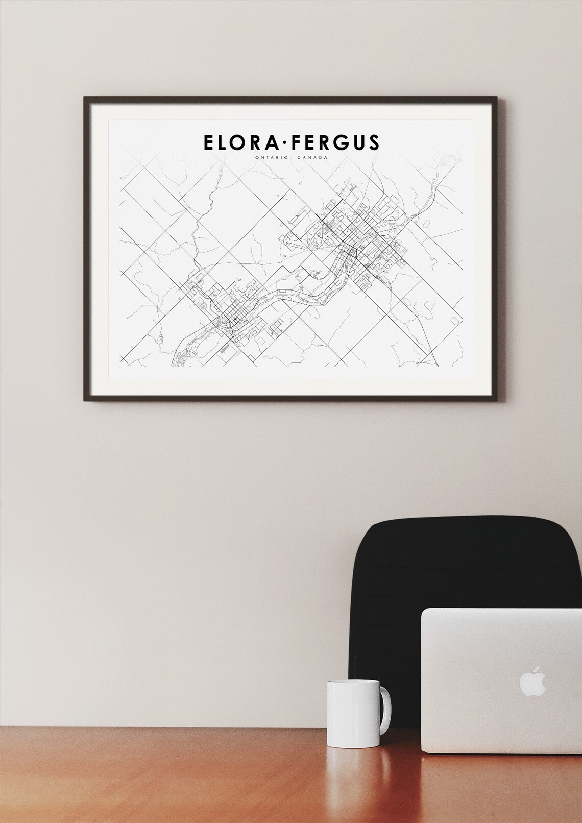 Elora Fergus Ontario Map Print, ON Canada Map Art Poster, City Street ...