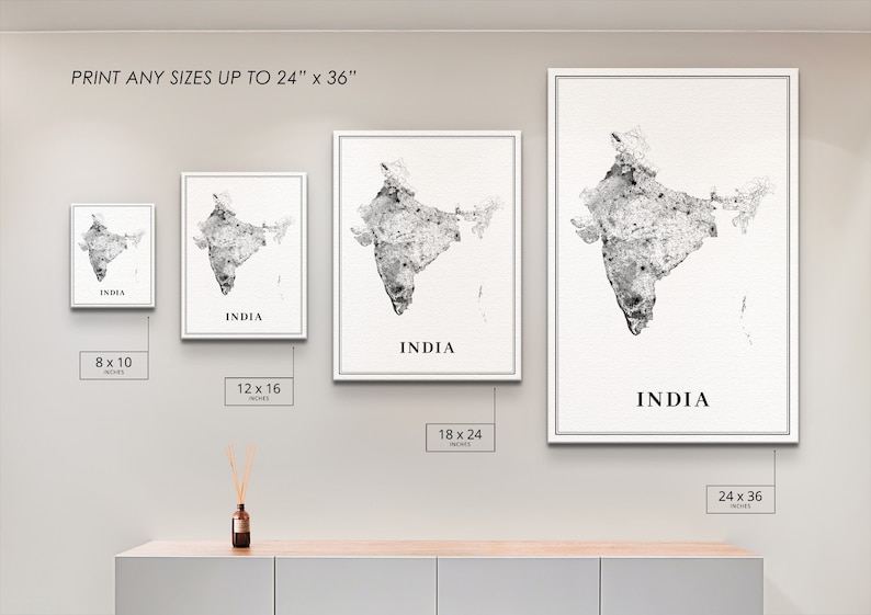 India Map Print Road Map Art Poster Bhārat Gaṇarājya Mumbai | Etsy