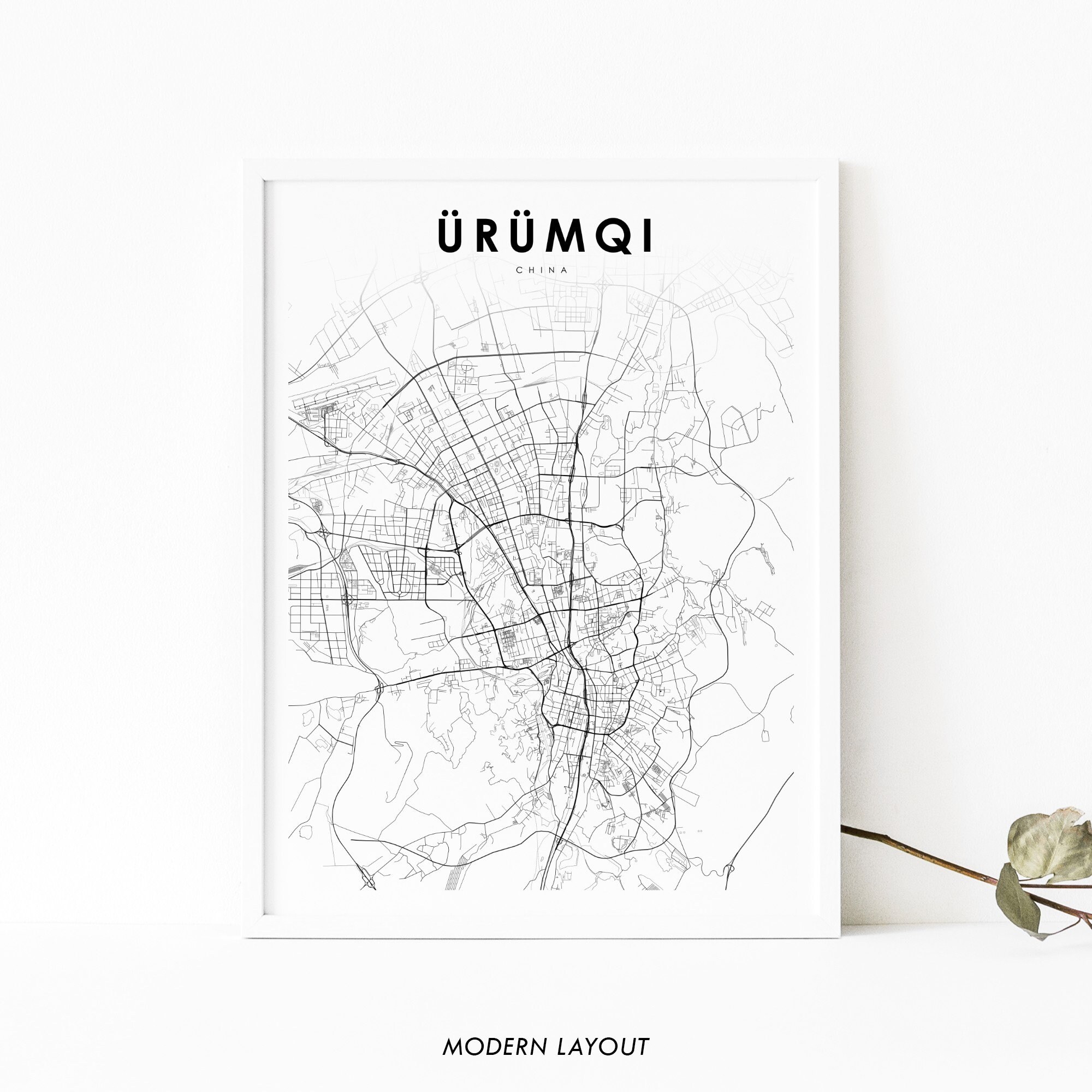 Urumqi China Map Print Ürümqi Xinjiang Map Art Poster | Etsy