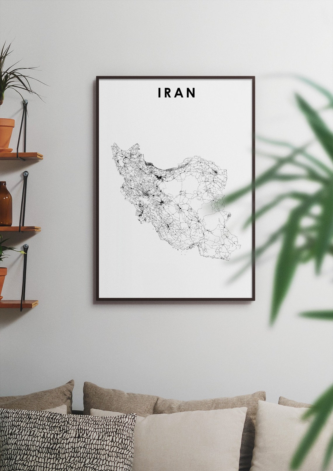 Iran Map Print Road Map Art Poster Islamic Republic of Irān | Etsy