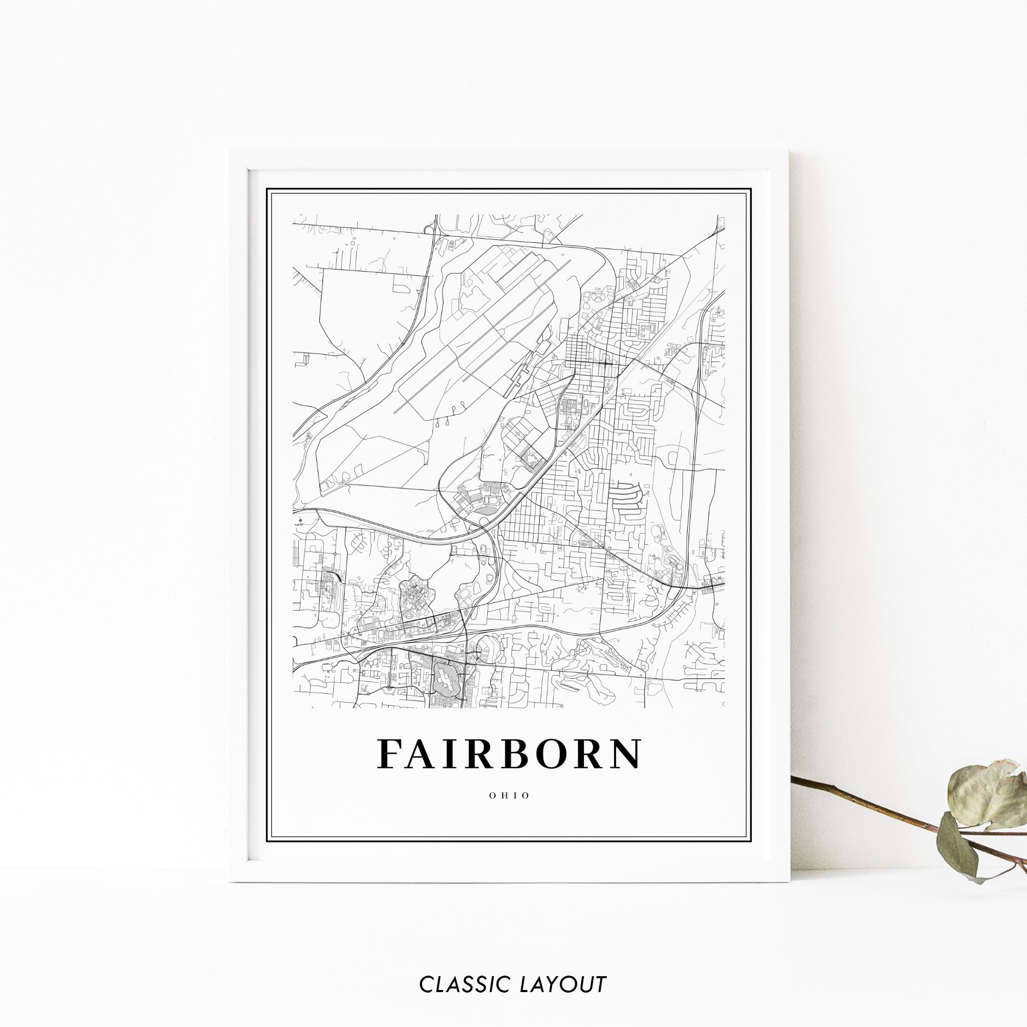 Fairborn OH Map Print Ohio USA Map Art Poster Dayton Greene | Etsy