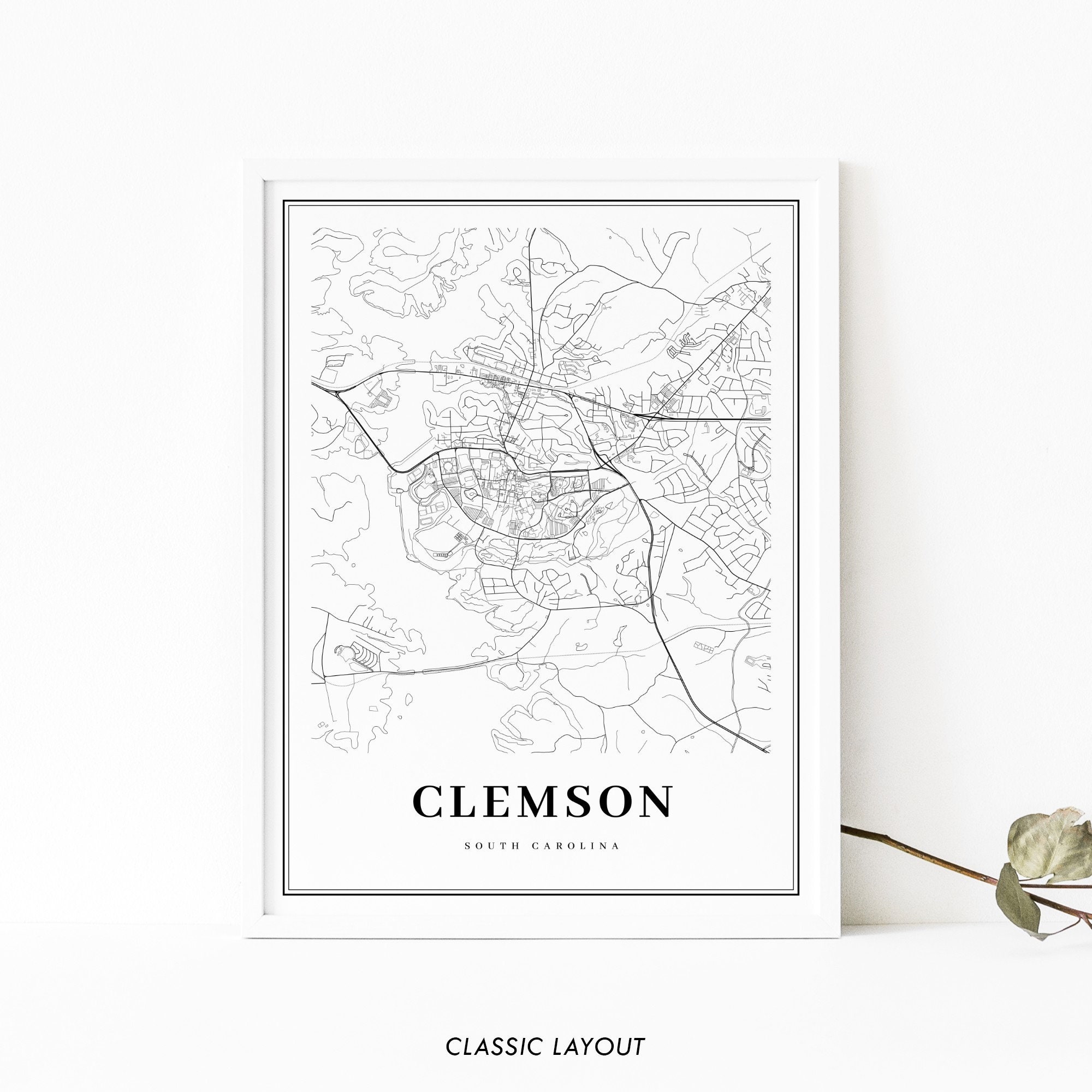 Clemson SC Map Print South Carolina USA Map Art Poster City - Etsy UK