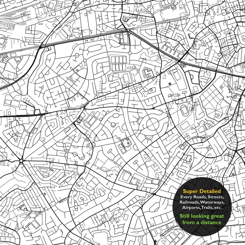 Dublin Area Ireland Map Print, Map Art Poster, Baile Átha Cliath, City ...