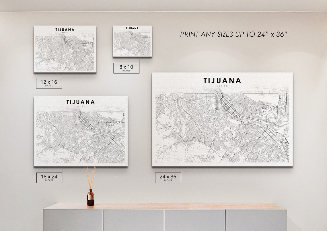 Tijuana Mexico Map Print, Map Art Poster, San Diego, Baja California ...