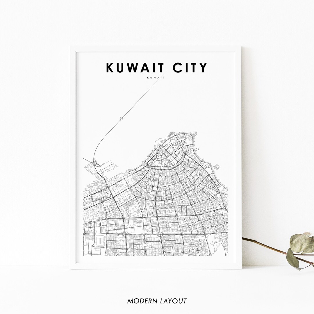 Kuwait City Map Print, Kuwait Map Art Poster, مدينة الكويت Arabian ...